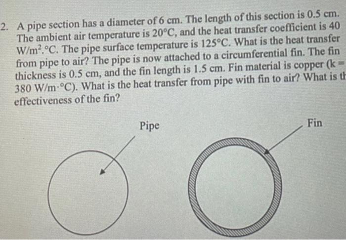 A pipe section has a diameter of 6 cm. The length of | Chegg.com