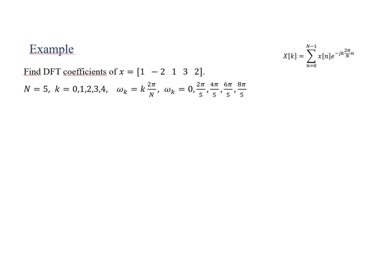 Solved ExampleFind DFT coefficients of | Chegg.com