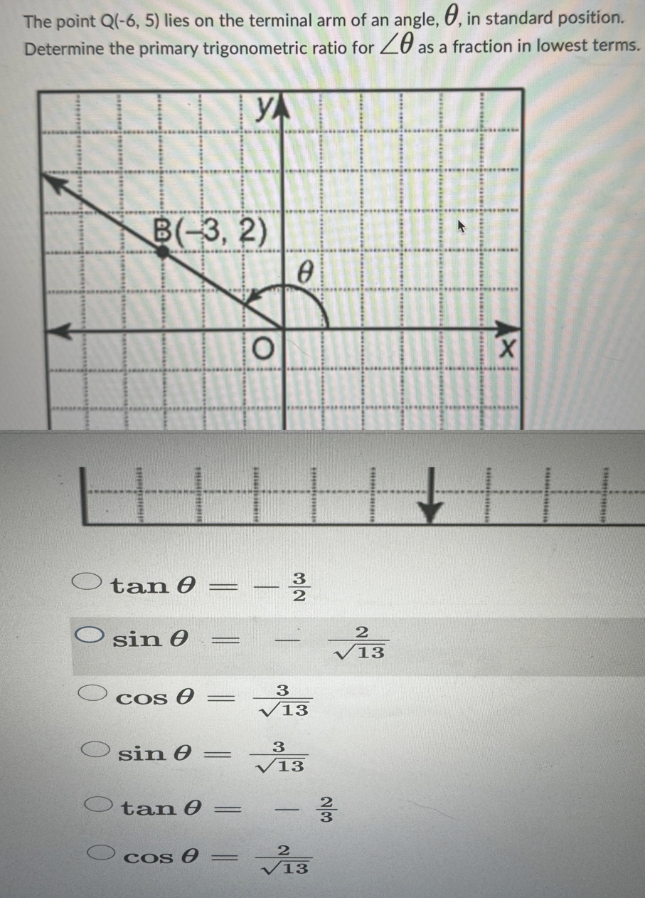 Solved The point Q(-6,5) ﻿lies on the terminal arm of an | Chegg.com
