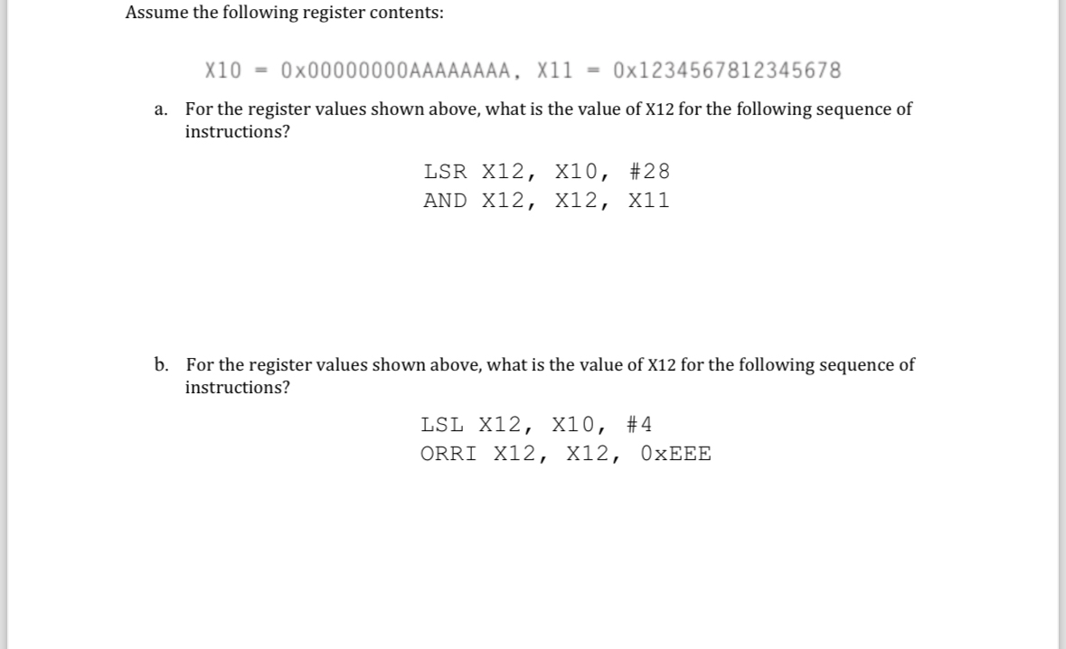 Solved Assume the following register contents:x10=0×00000000 | Chegg.com
