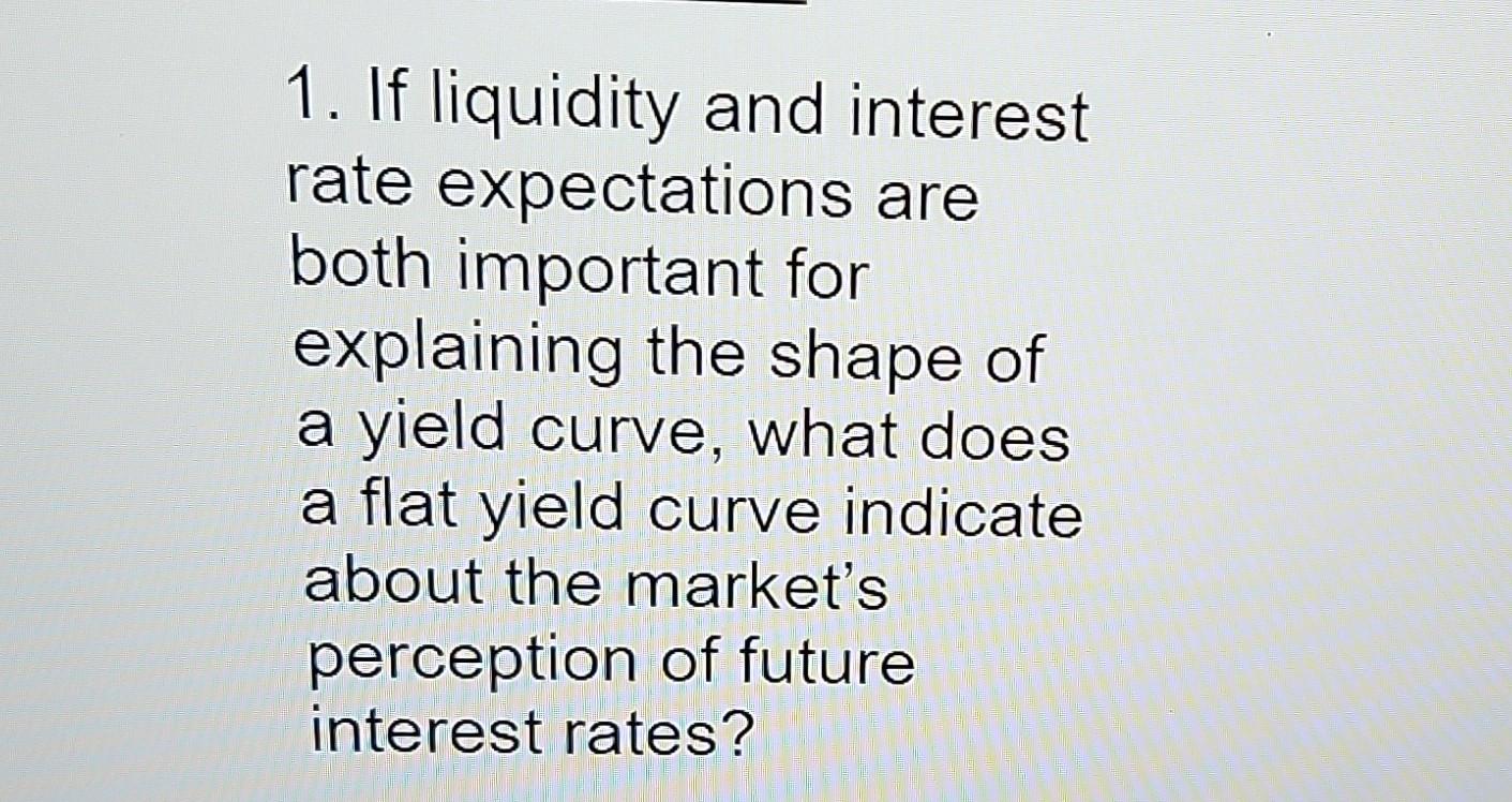 Solved 1. If liquidity and interest rate expectations are | Chegg.com
