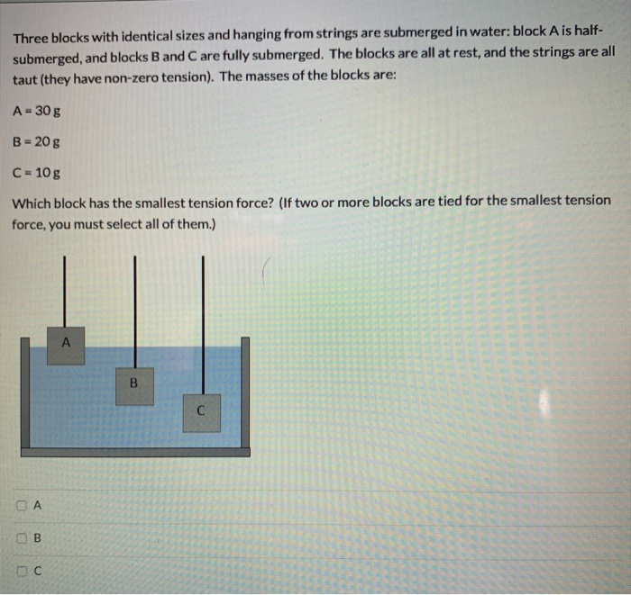 Solved Three blocks with identical sizes and hanging from | Chegg.com