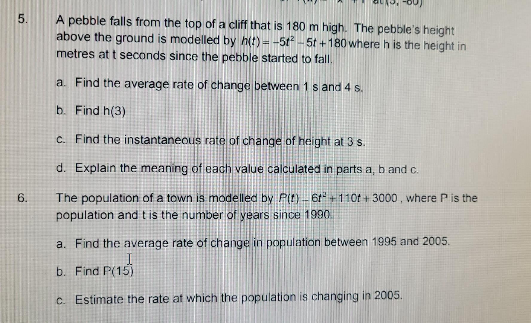 Solved 5. A pebble falls from the top of a cliff that is 180 | Chegg.com