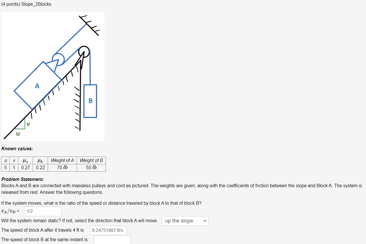 Solved (4 ﻿points) ﻿Slope_2BlocksKnown values:Problem | Chegg.com