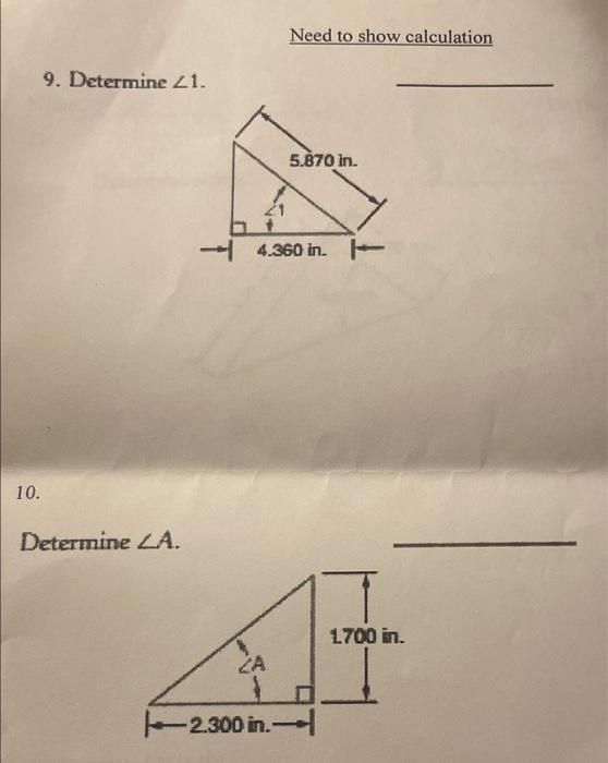 Solved Need to show calculation 9. Determine ∠1. 10. | Chegg.com