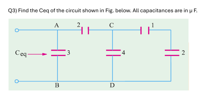 Solved Q3) ﻿Find the Ceq of the circuit shown in Fig. below. | Chegg.com