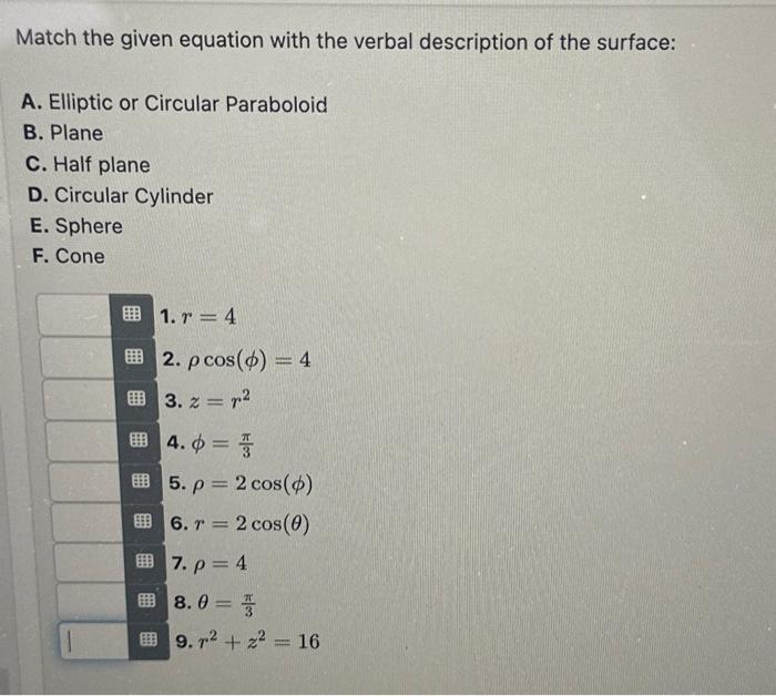 Solved Match the given equation with the verbal description | Chegg.com