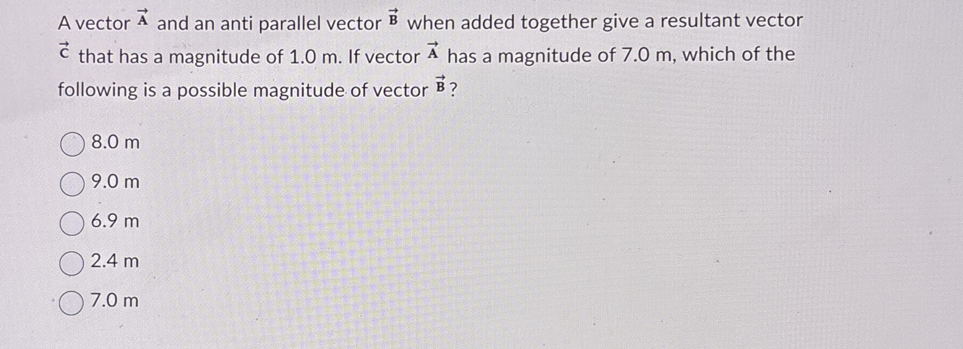 Solved A vector vec(A) ﻿and an anti parallel vector vec(B) | Chegg.com