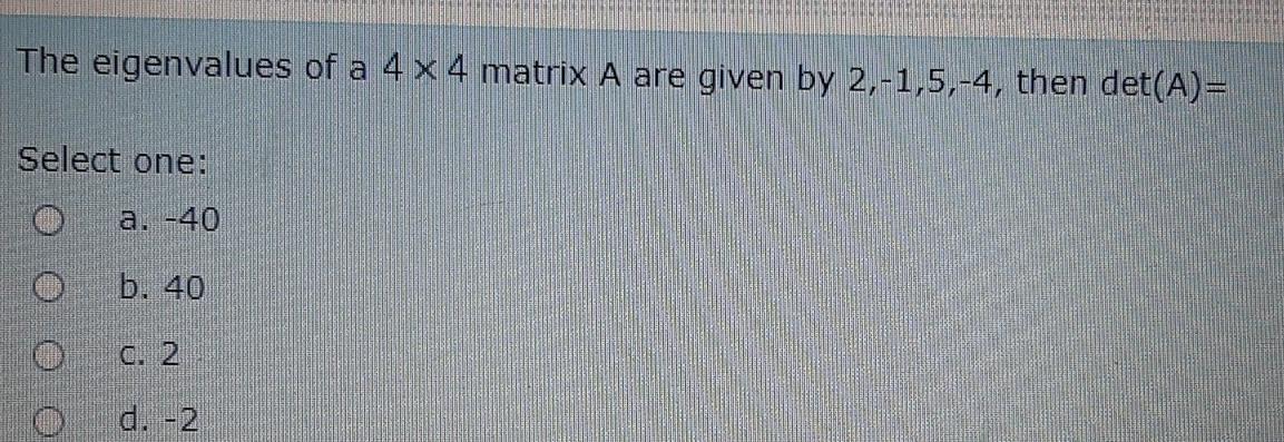 Solved The eigenvalues of a 4x4 matrix A are given by | Chegg.com
