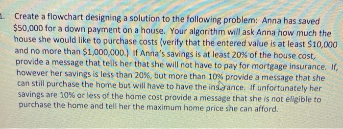 Solved 1. Create a flowchart designing a solution to the | Chegg.com
