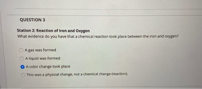 Solved QUESTION 3 Station 2: Reaction of Iron and Oxygen | Chegg.com