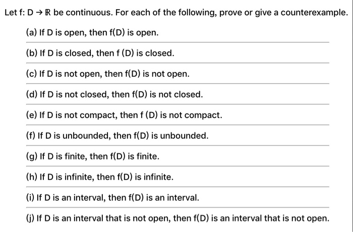 Solved Let f: D R be continuous. For each of the following, | Chegg.com
