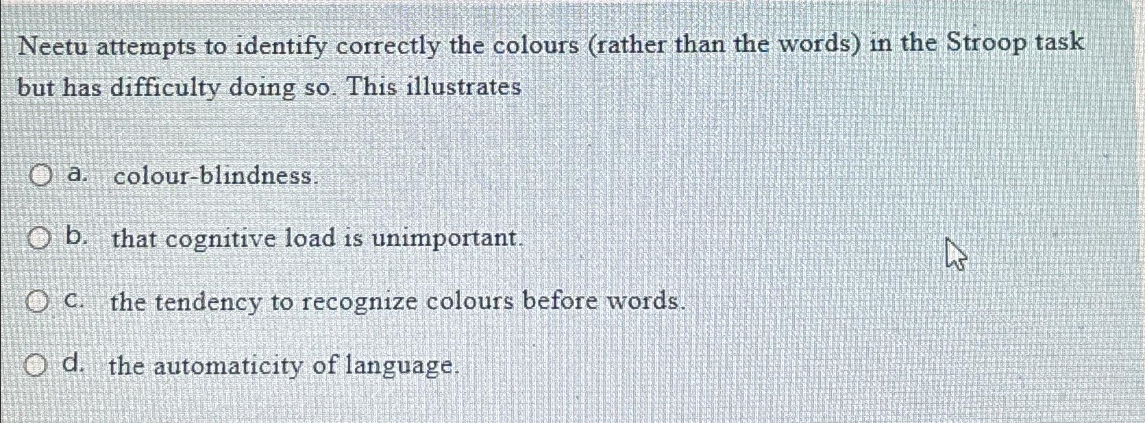 Solved Neetu attempts to identify correctly the colours | Chegg.com