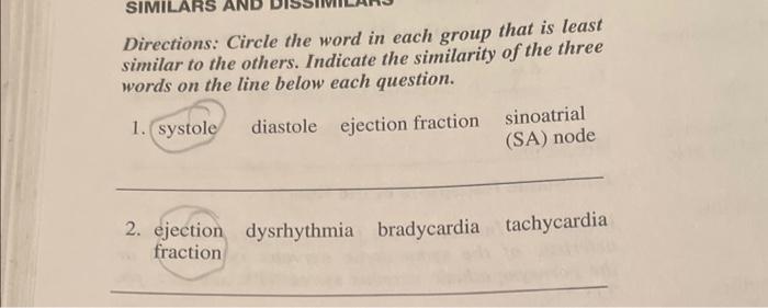 Solved Directions: Circle the word in each group that is | Chegg.com