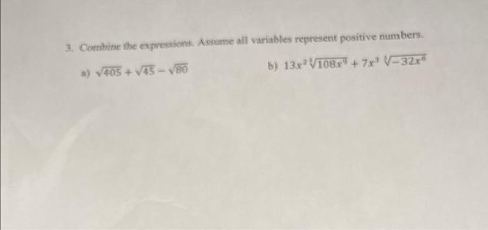 Solved 3. Combine the exprestionde Assume all variables | Chegg.com