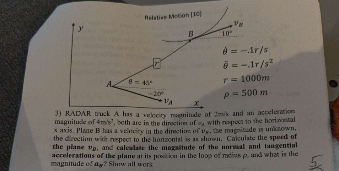 Solved Relative Motion [10]RADAR truck A has a velocity | Chegg.com