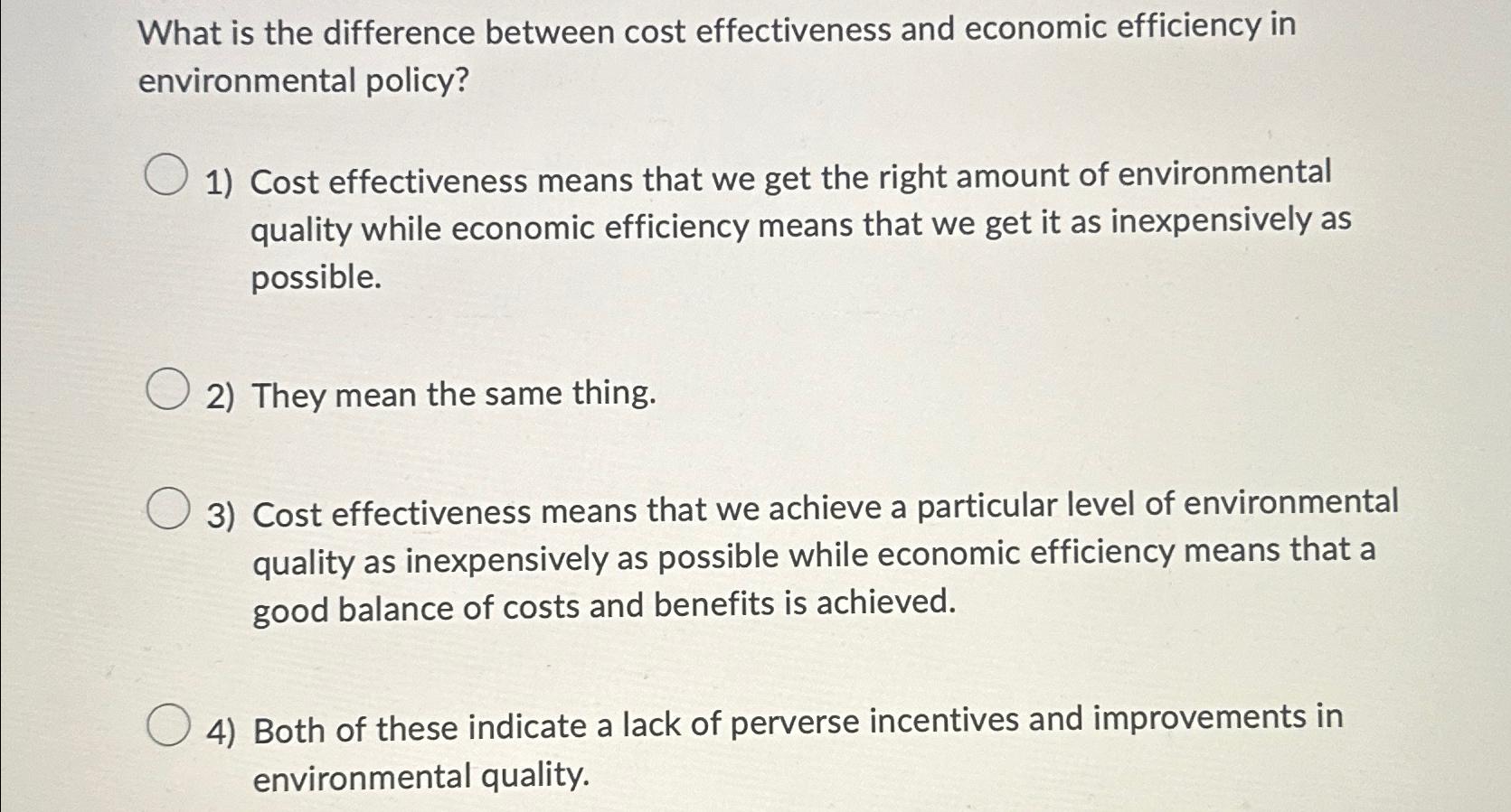 Solved What is the difference between cost effectiveness and | Chegg.com