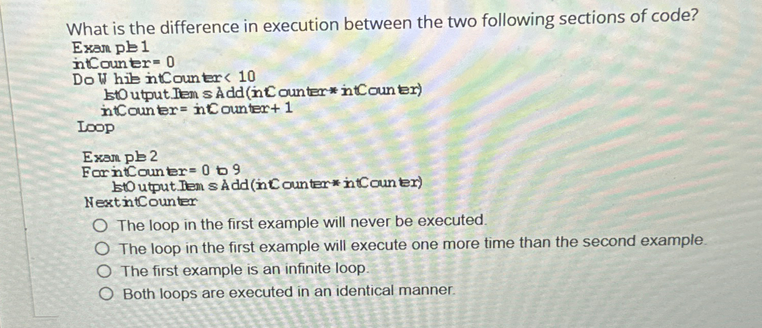 Solved What is the difference in execution between the two | Chegg.com