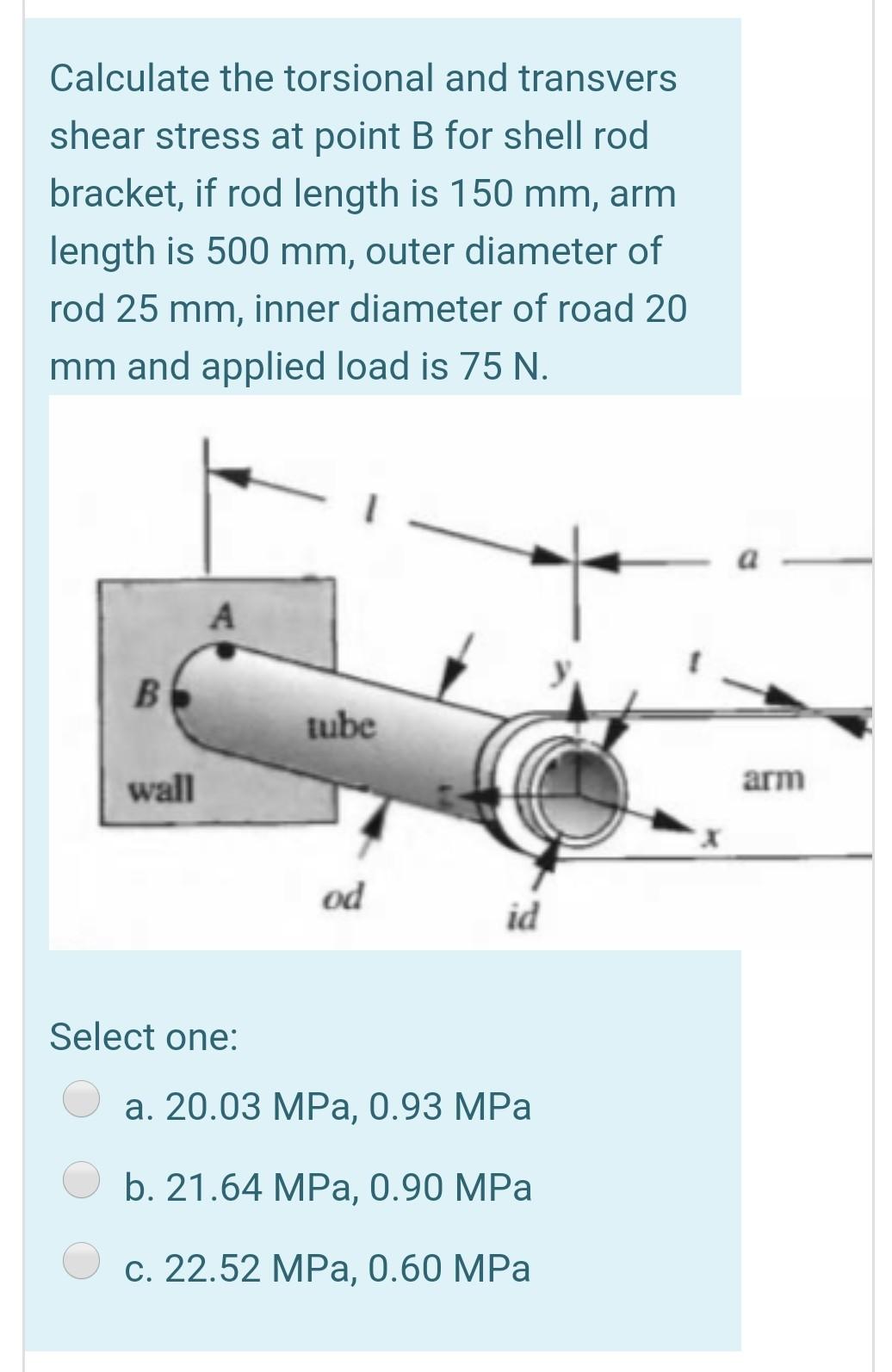 Solved Calculate the torsional and transvers shear stress at | Chegg.com
