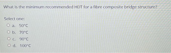 Solved What is the minimum recommended HDT for a fibre | Chegg.com