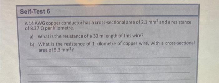 Solved A 14 AWG copper conductor has a cross-sectional area | Chegg.com