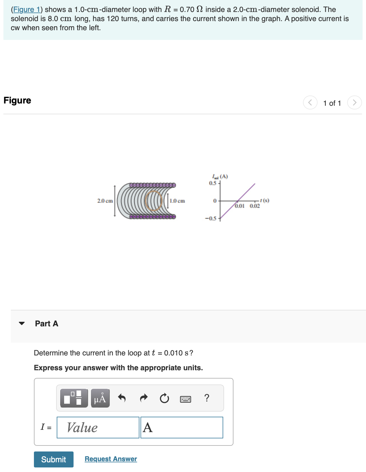 Solved Part A(Figure 1) ﻿shows a 1.0-cm-diameter loop with | Chegg.com