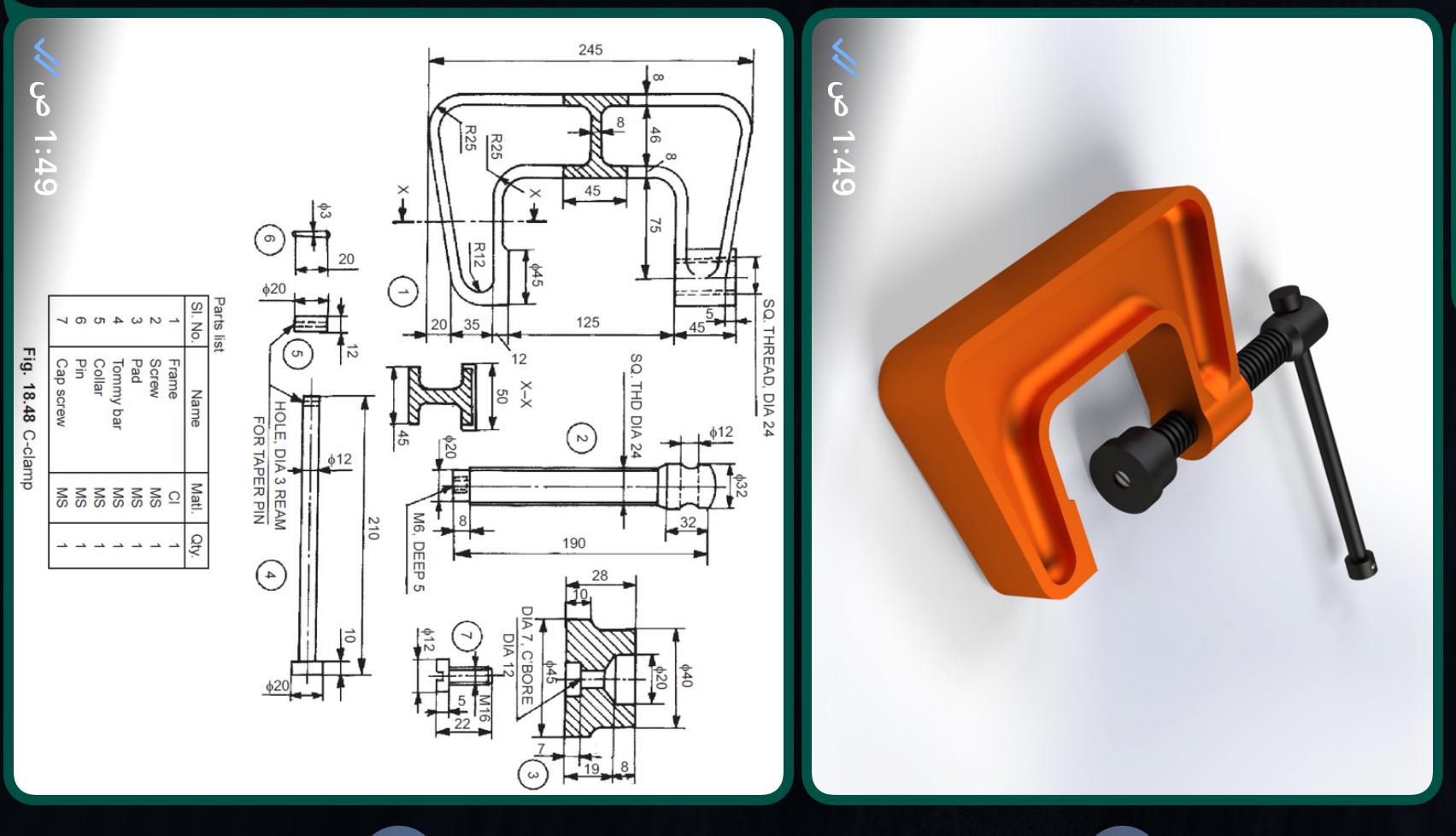 Creo CAD model draw or how to draw (c-clamp) | Chegg.com