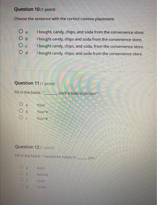 Choose the sentence with the correct comma placement. | Chegg.com