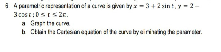 Solved 6. A parametric representation of a curve is given by | Chegg.com