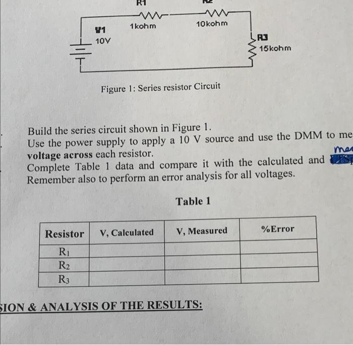 Solved R1 w 1 kohm w 10 kohm 11 10V R3 15 kohm Figure 1: | Chegg.com