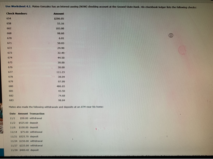 Solved Use Worksheet 4.1. Mateo Gonzalez has an interest | Chegg.com