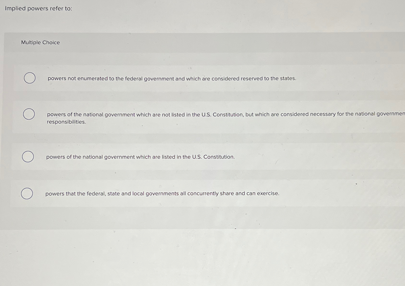 Solved Implied powers refer to:Multiple Choicepowers not | Chegg.com