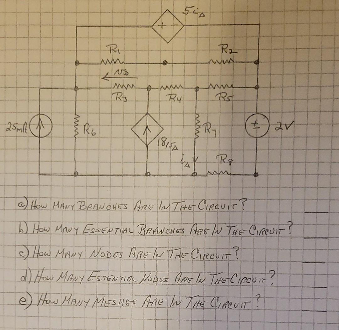 Solved a) How Many Branches Are in the Circuit? b) How Many | Chegg.com