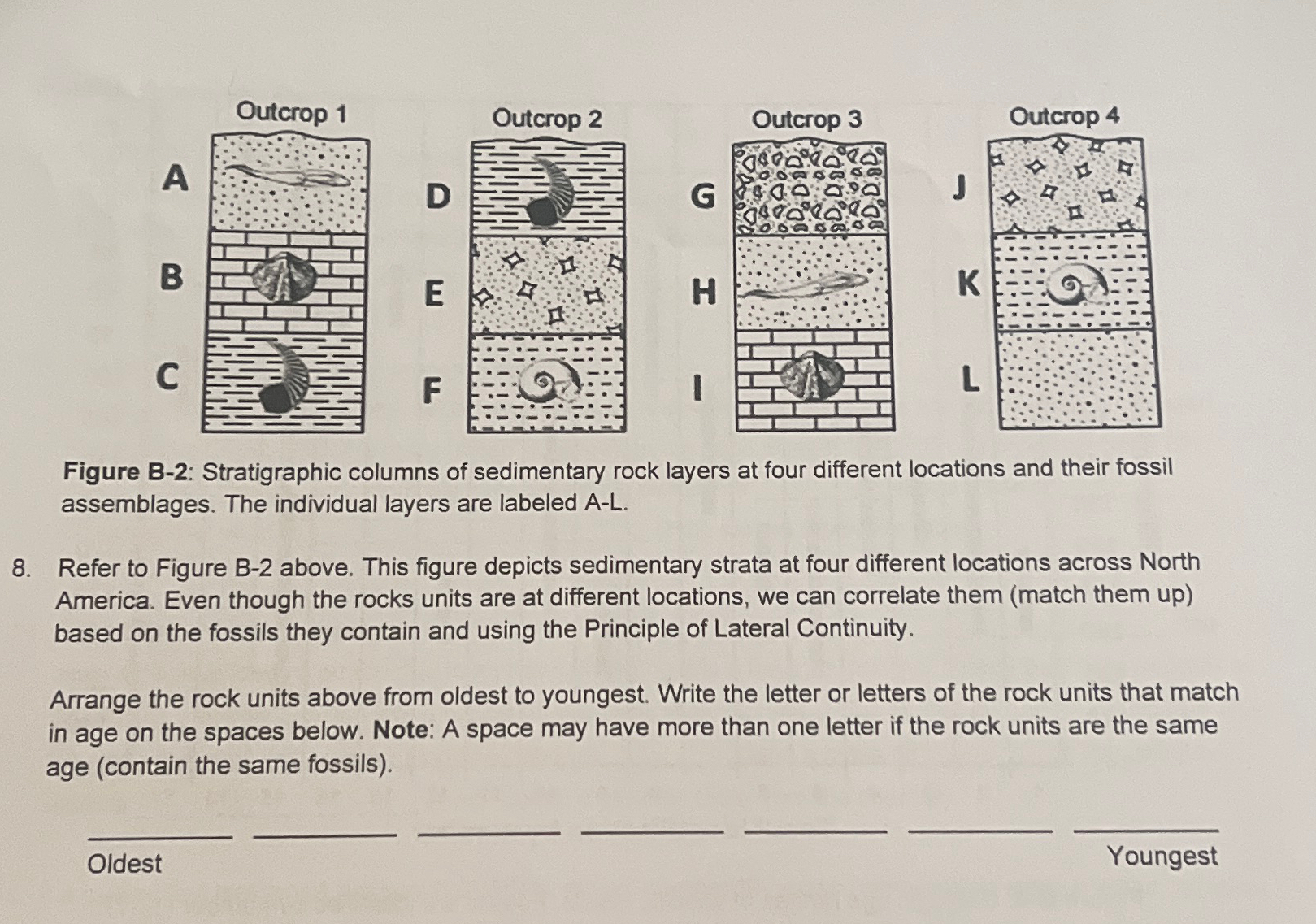 Solved Figure B-2: Stratigraphic columns of sedimentary rock | Chegg.com