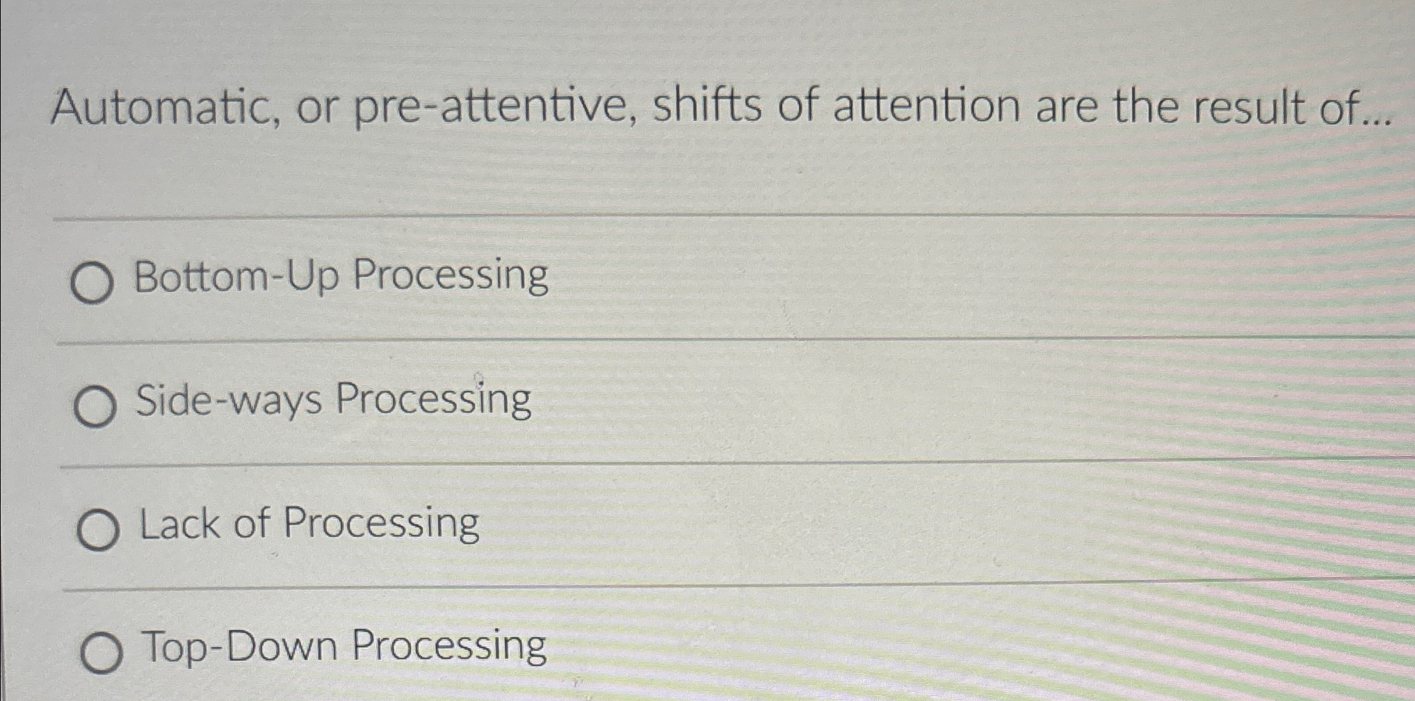 Solved Automatic, or pre-attentive, shifts of attention are | Chegg.com