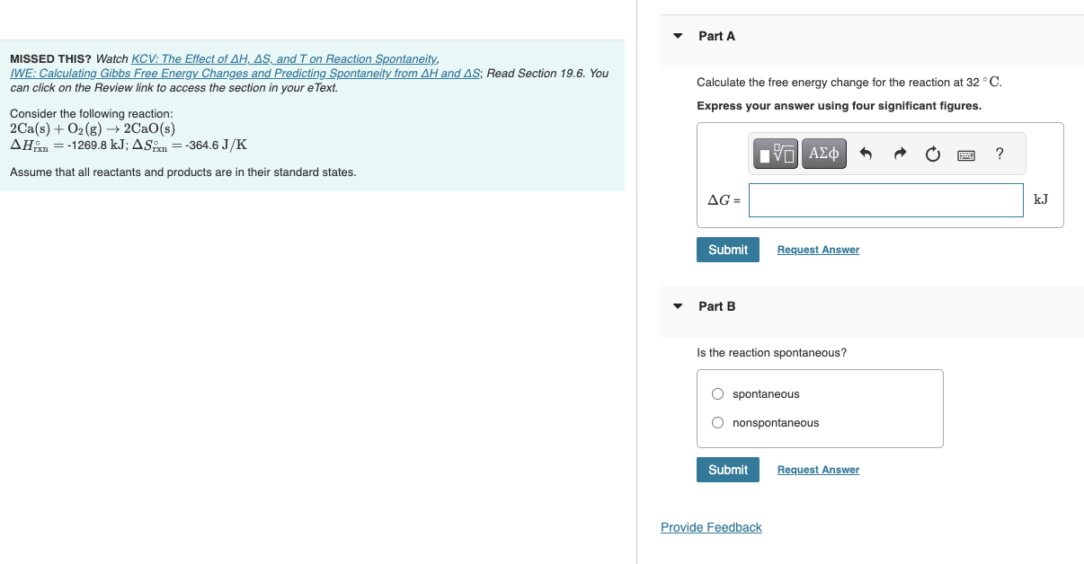 Solved MISSED THIS? Watch KCV ﻿: The Effect of ????H,???S, | Chegg.com