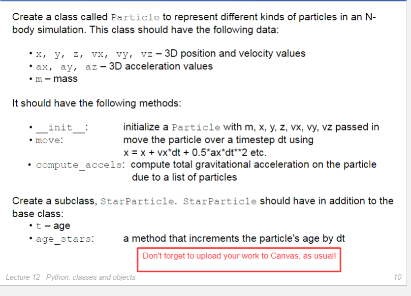 Solved Create a class called Particle to represent different | Chegg.com