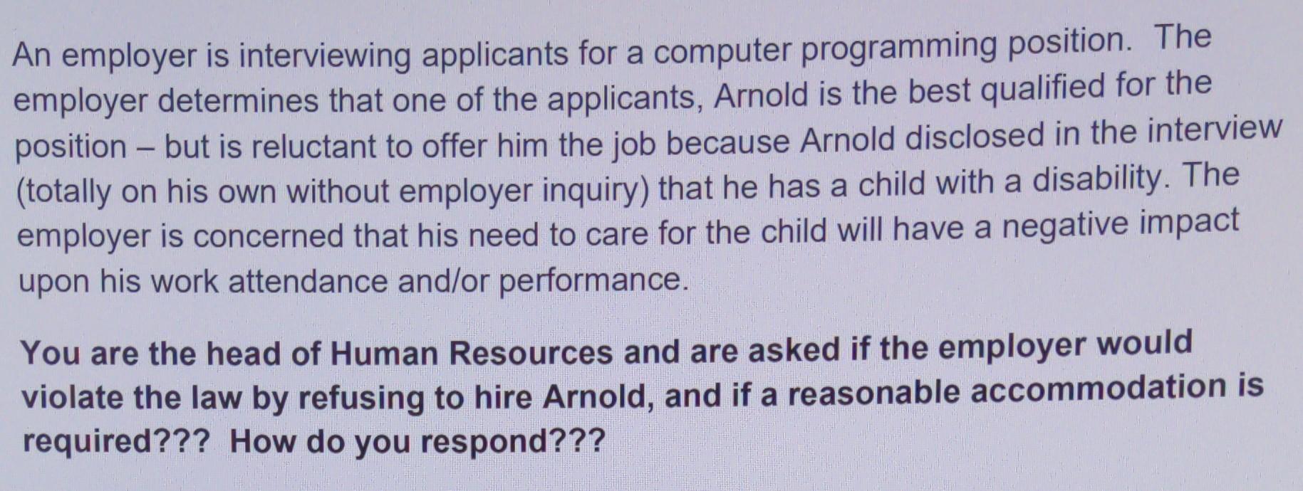 Solved An employer is interviewing applicants for a computer | Chegg.com