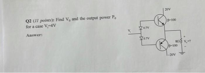 Solved Q2 (II points): Find V0 and the output power P0 for a | Chegg.com