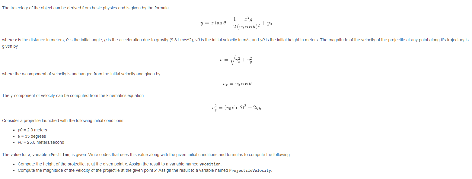 Solved The trajectory of the object can be derived from | Chegg.com