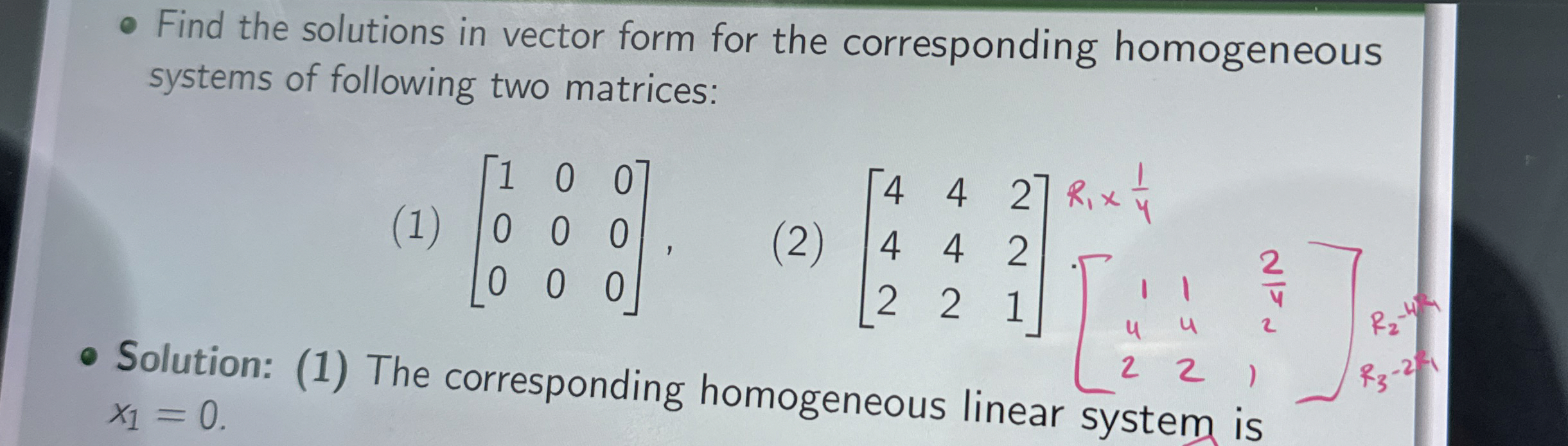 Solved Find the solutions in vector form for the | Chegg.com