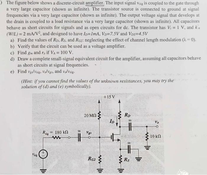 Solved The figure below shows a discrete-circuit amplifier. | Chegg.com