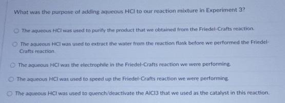 Solved What was the purpose of adding aqueous HC to our | Chegg.com