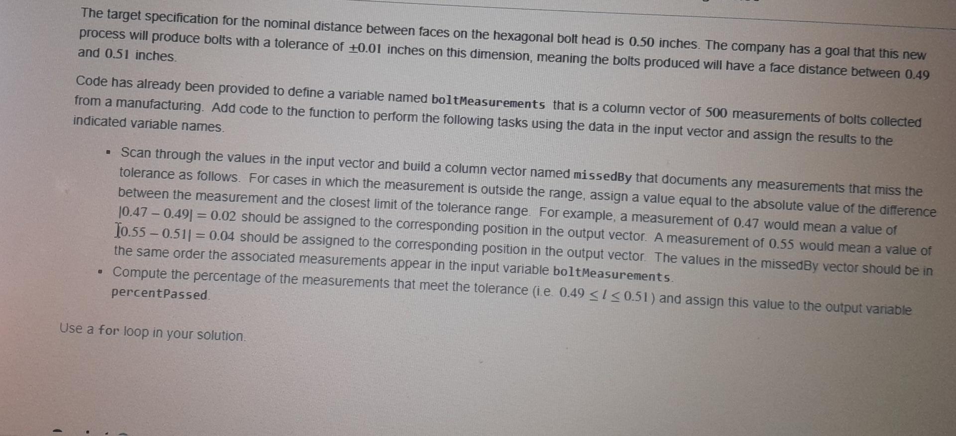 Solved The target specification for the nominal distance | Chegg.com