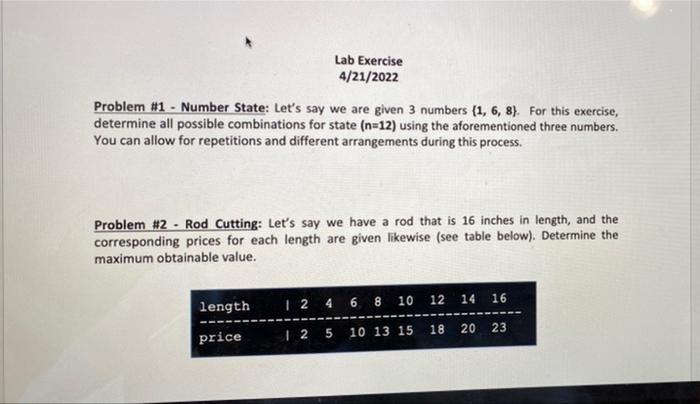Solved Lab Exercise 4/21/2022 Problem #1 - Number State: | Chegg.com
