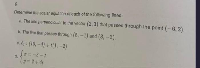 Solved Determine the scalar equation of each of the | Chegg.com