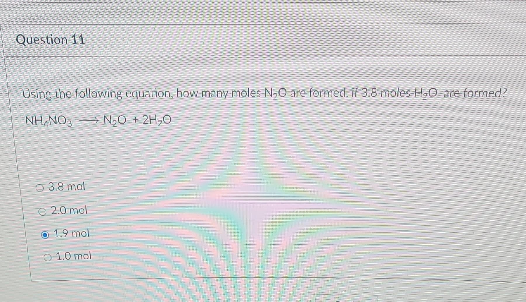 Solved Using the following equation, how many moles N2O are | Chegg.com