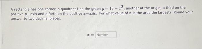 Solved A rectangle has one corner in quadrant I on the graph | Chegg.com