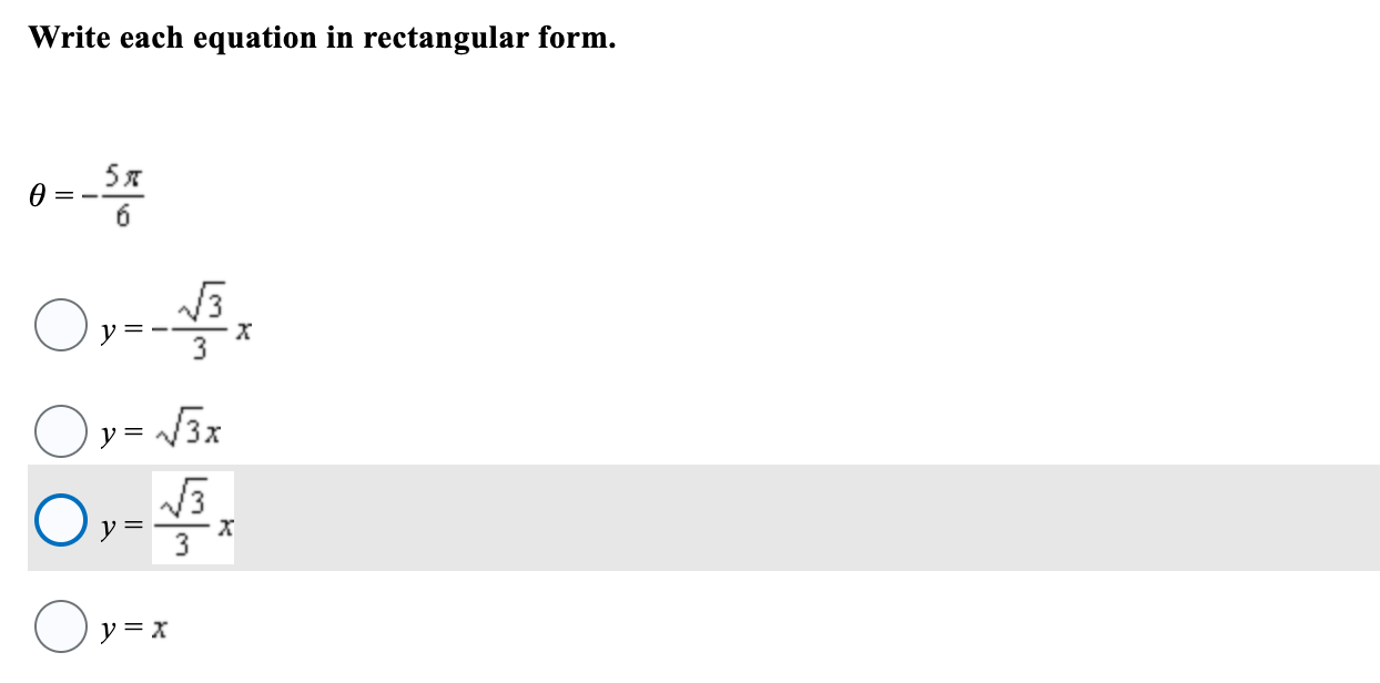 Solved Write each equation in rectangular | Chegg.com