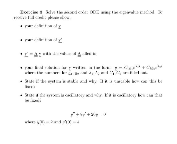 Exercise 3 Solve The Second Order Ode Using The